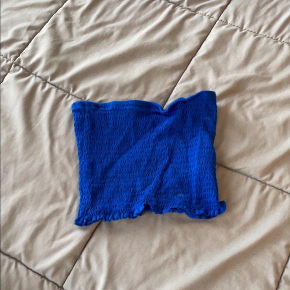 Tops | Ruffled Royal Blue Tube Top | Poshmark